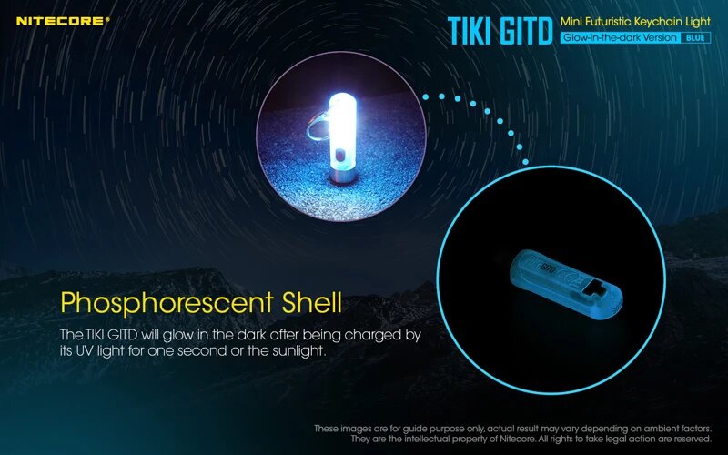 NITECORE TIKI GITD синий фонарик 300 люмен With USB
