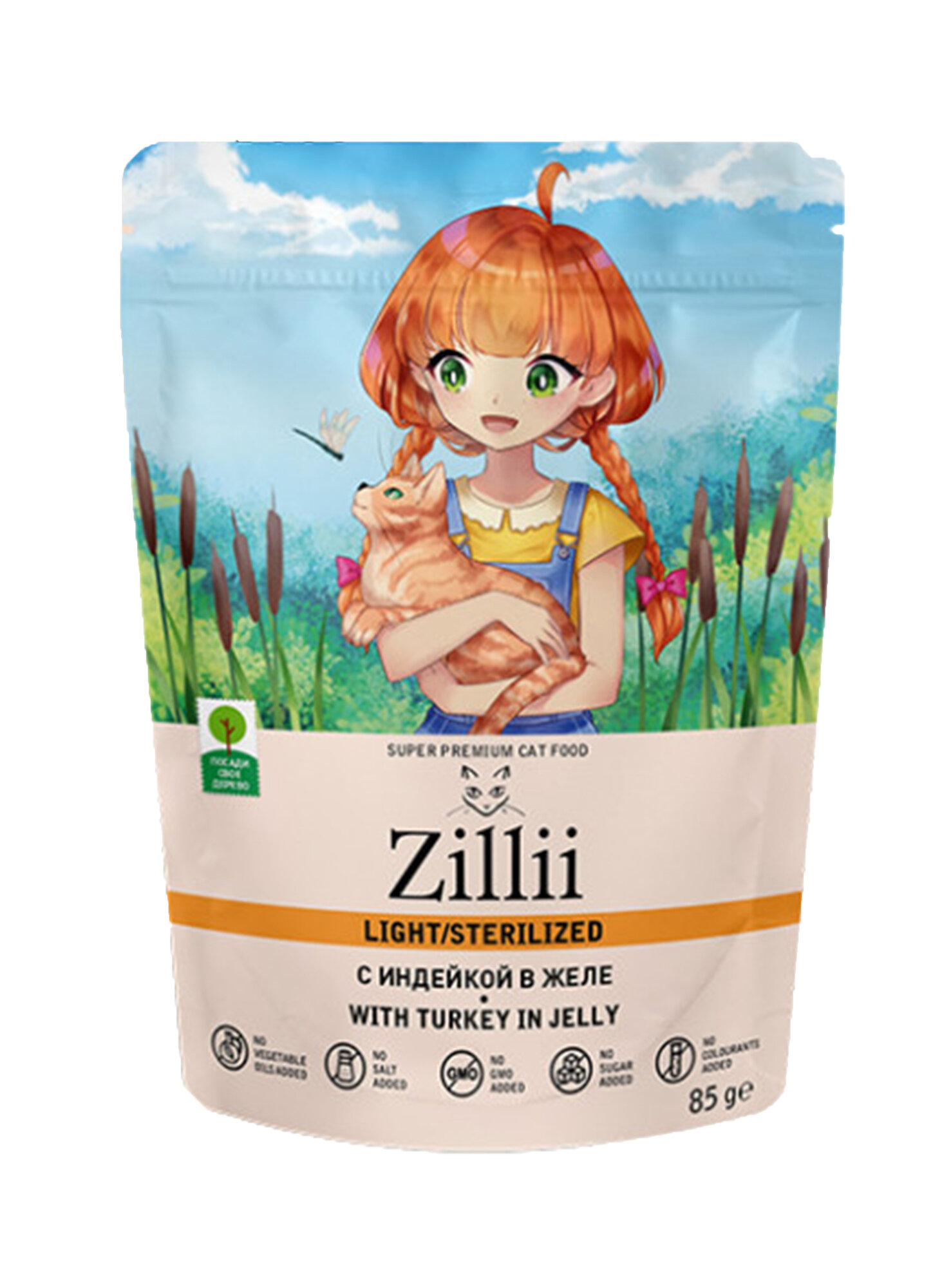 Zillii Sterilized/Light Cat Turkey влажный корм для взрослых стерилизованных кошек с индейкой в желе, в паучах - 85