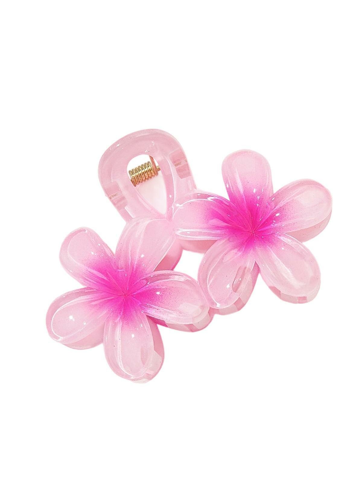 Модная пластиковая заколка для волос с двойным цветком Для ежедневного использования и занятий спортом