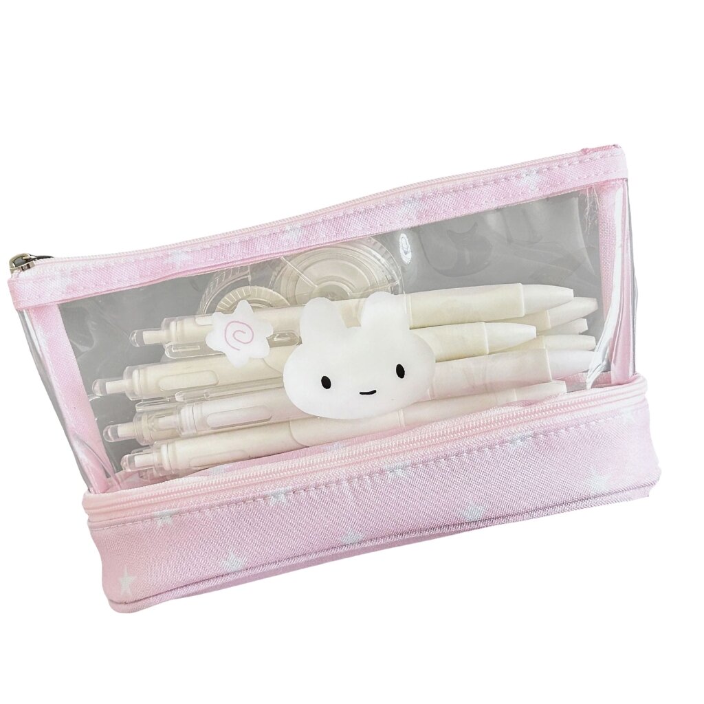 Пенал большой емкости с 2 отделениями, сумки для карандашей, прозрачная сумка для карандашей, портативная сумка-органайзер для карандашей, дорожная косметичка