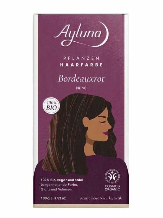 Ayluna Краска для волос №90 бордо-красный растительная, 100 гр