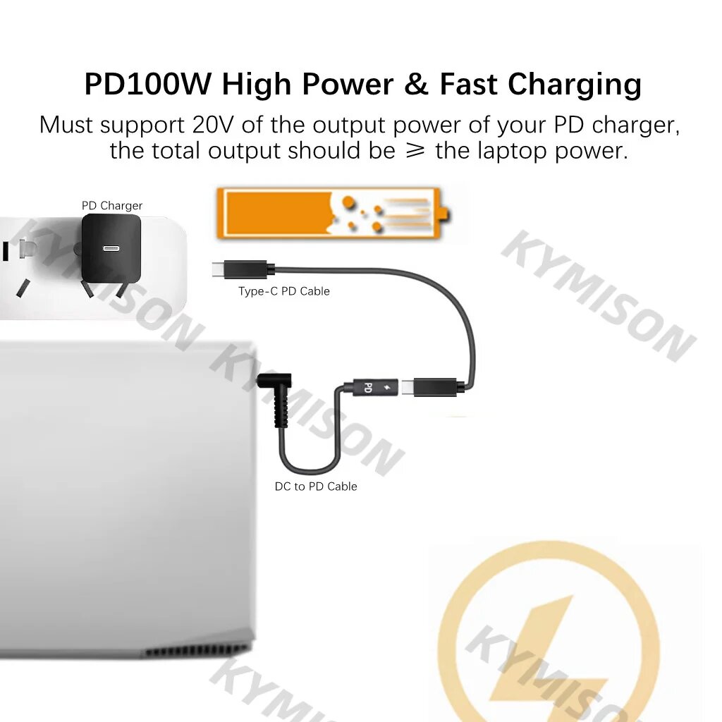 KYMISON PD100W Type-C на 5.5x2.5 мм, Cable — фото 1