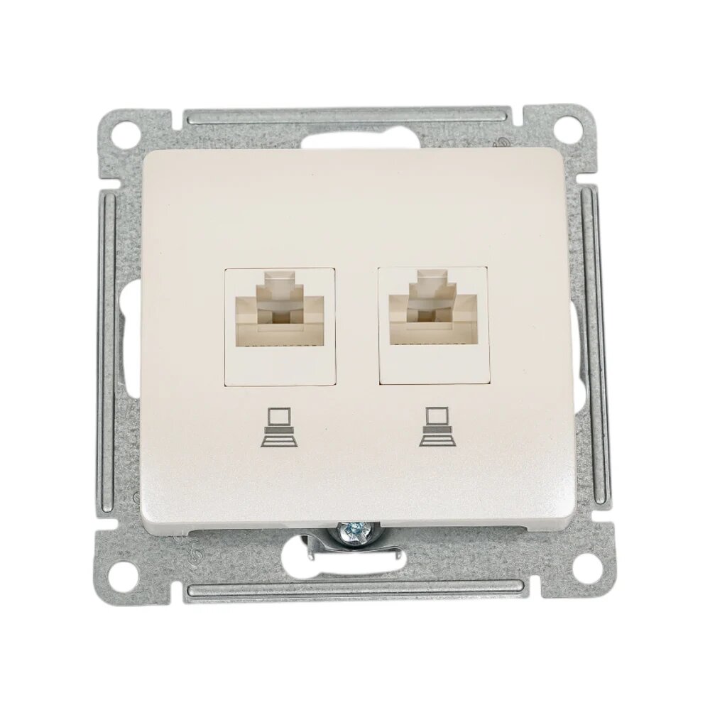Компьютерная розетка Systeme Electric Glossa Перламутр 2-ая RJ45+RJ45, кат.5E SE GSL000685KK