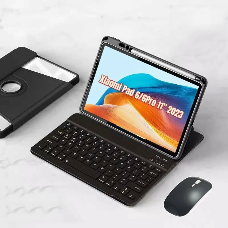 Вращающийся на 360 чехол-клавиатура для Xiaomi Pad 6/6Pro 11 2023 с мышью