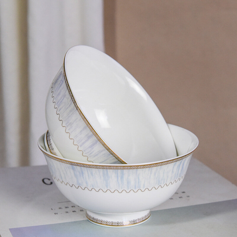 Керамическая высокая миска для риса, простая посуда, ретро-стиль, простая ресторанная суповая миска из костяного