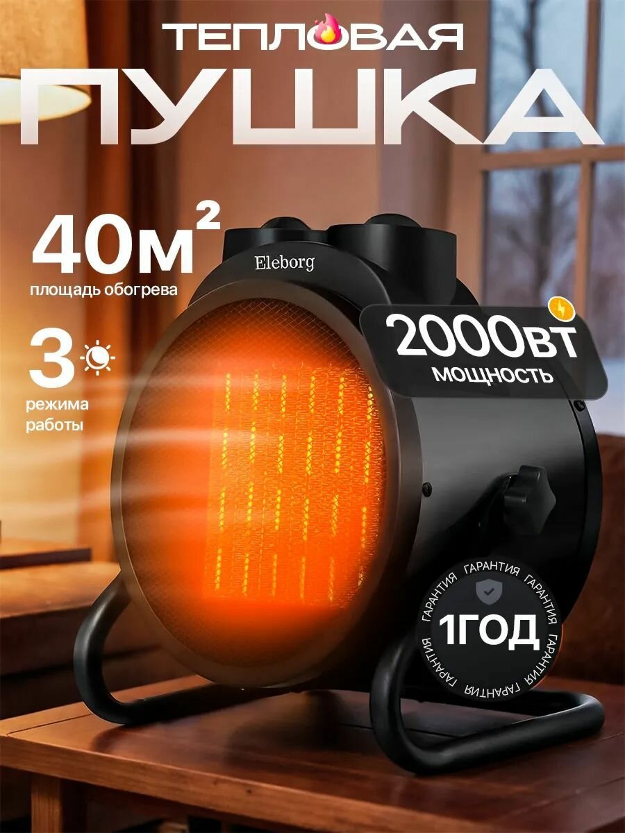 Обогреватель электрический тепловая пушка РТС 2000 Вт