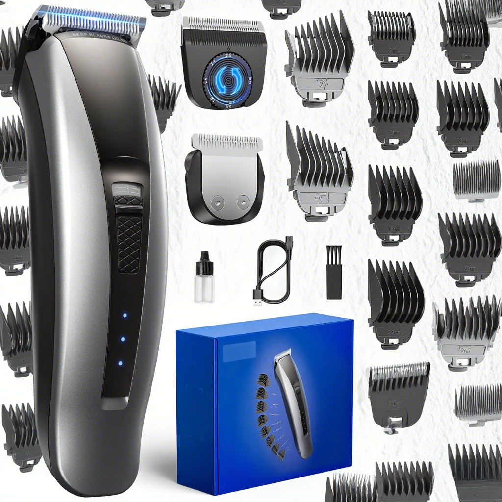 Стригальные машинки для мужчин бесконтактные 2 в 1 набор стригальной машинки и триммера T- с 10 насадками 2 съемными лезвиями турбо-мотором набор для бритья для барберов идеальный подарок для мужчин Серый Черный