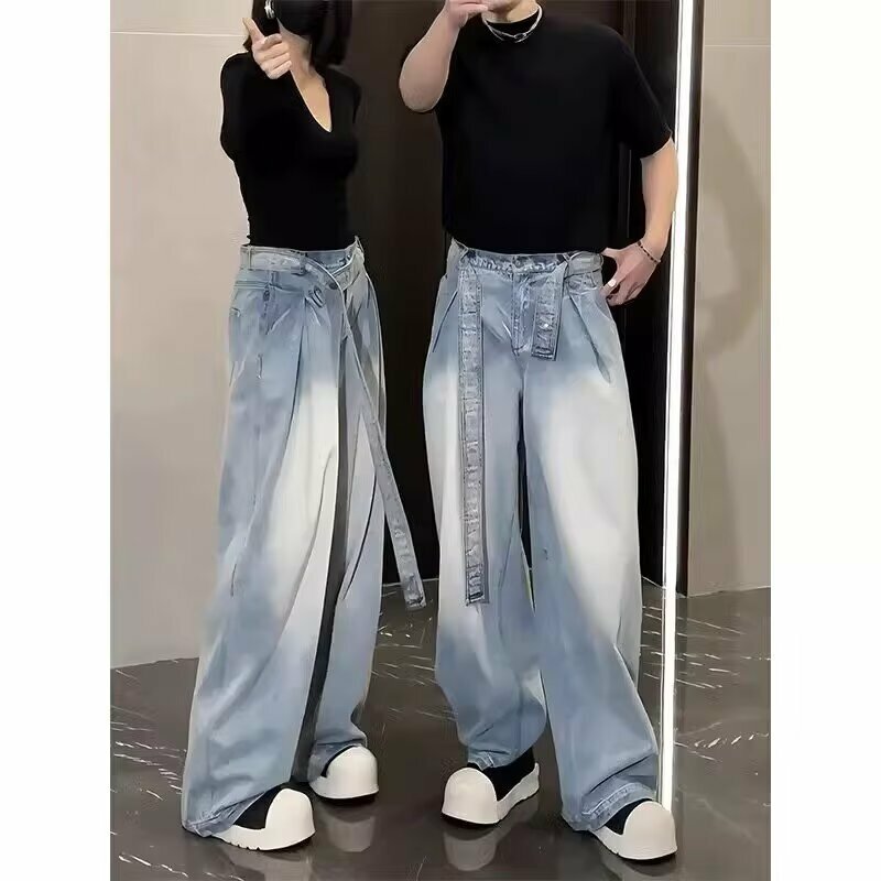 JYL Женские Джинсы Карго Белые Плиссированные Деним, Размер_M