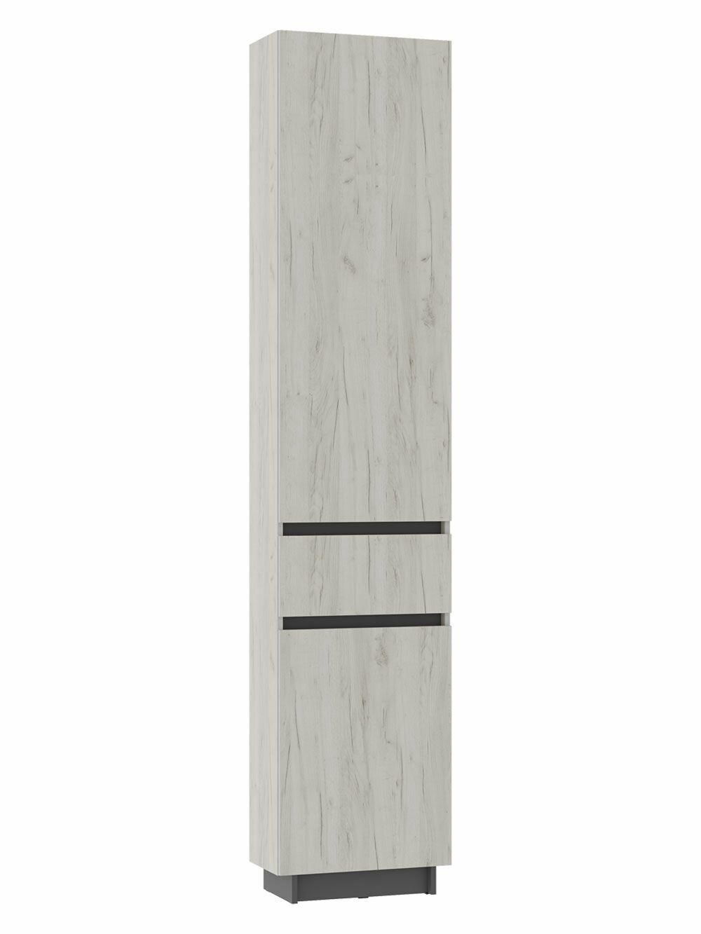 Стеллаж Багира прямой, с полками, с ящиком, 51х26.8х238.4 см, Графит / Крафт белый