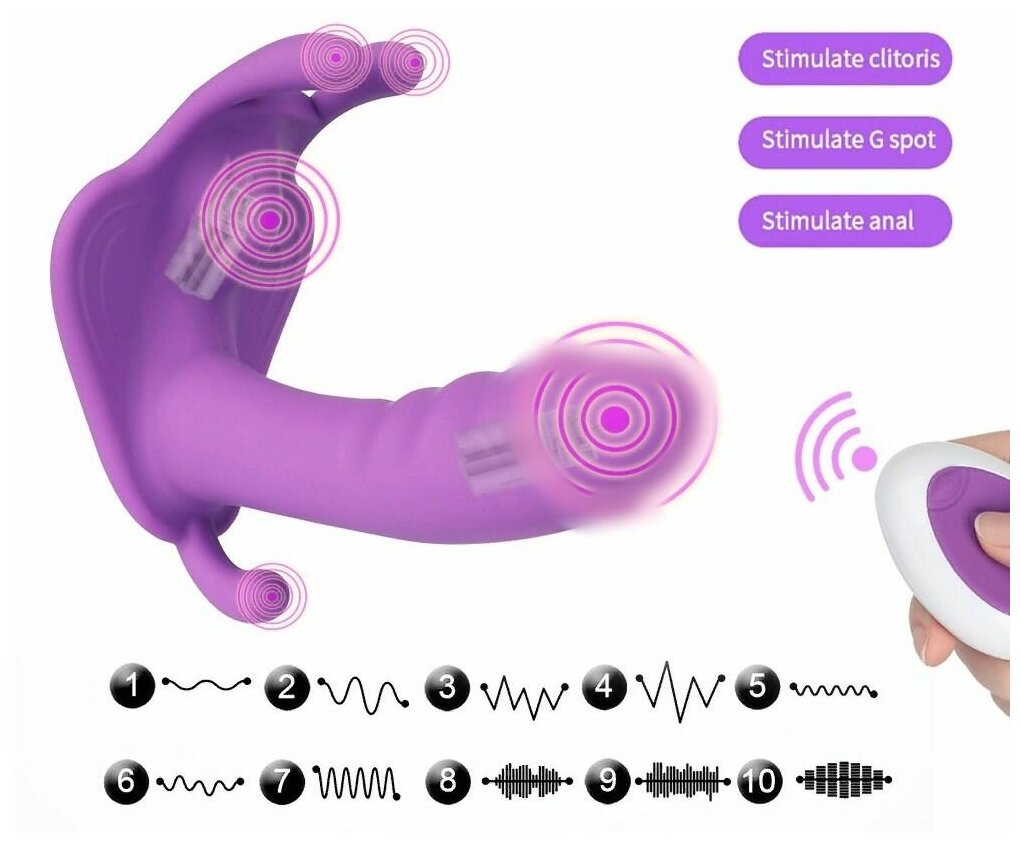 Вагинальный и клиторальный стимулятор бабочка фиолетовый цвет