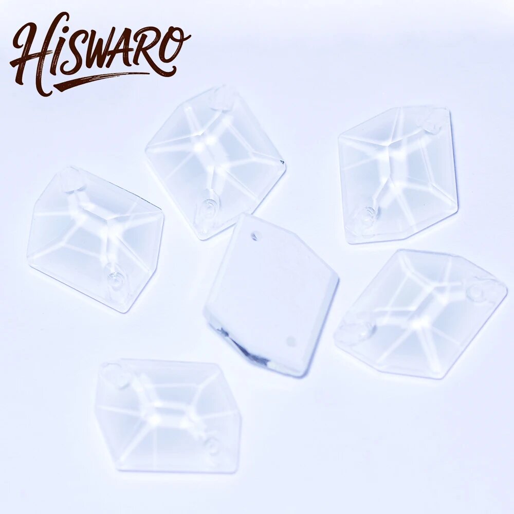 HISWARO Космические блестящие стеклянные камни для шитья Белый, 13x17mm (16Pcs), Electric White