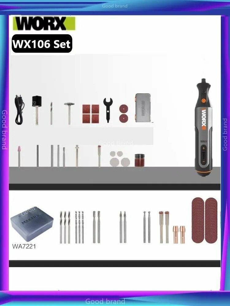 WORX WX106 8V Беспроводное мини - сверло гравировка шлифовальная машина USB зарядное устройство(+ Запасные части)