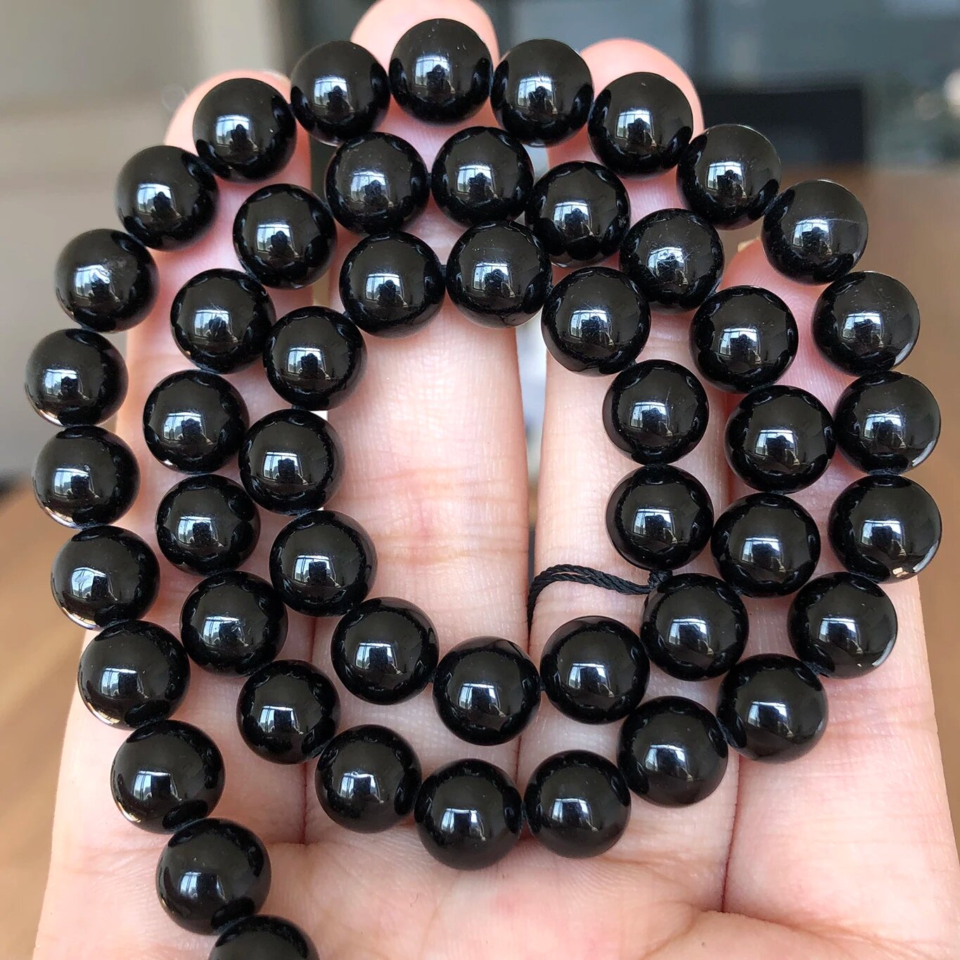 Бусины GMB724 из опала, аквамарина, морганита, турмалина, Черный, 8mm about 46pcs, Black Tourmaline