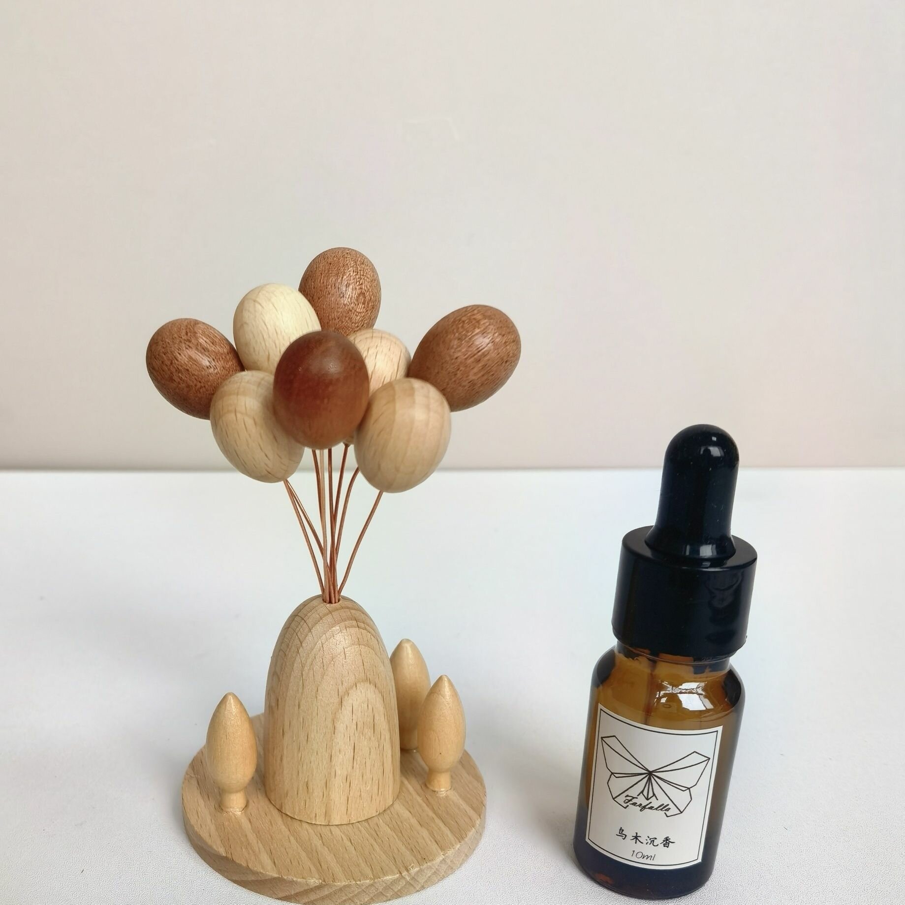 Солидный деревянный скандинавский орнамент, воздушный шар, автомобильный милый креативный подарок, декор для дома, буковая древесина, эфирное масло