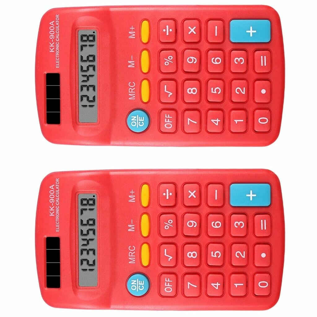 2 портативных 8-значных цифровых дисплея с ЖК-экраном высокой четкости и чувствительной кнопкой обратной связи калькулятор-красный