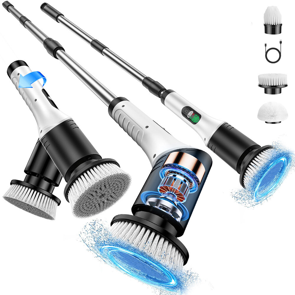 Кросс-бордерная новая многофункциональная беспроводная электрическая чистящая щетка, полностью автоматическая, вращающаяся, телескопическая, ручная, с цифровым дисплеем, длинная ручка для чистки