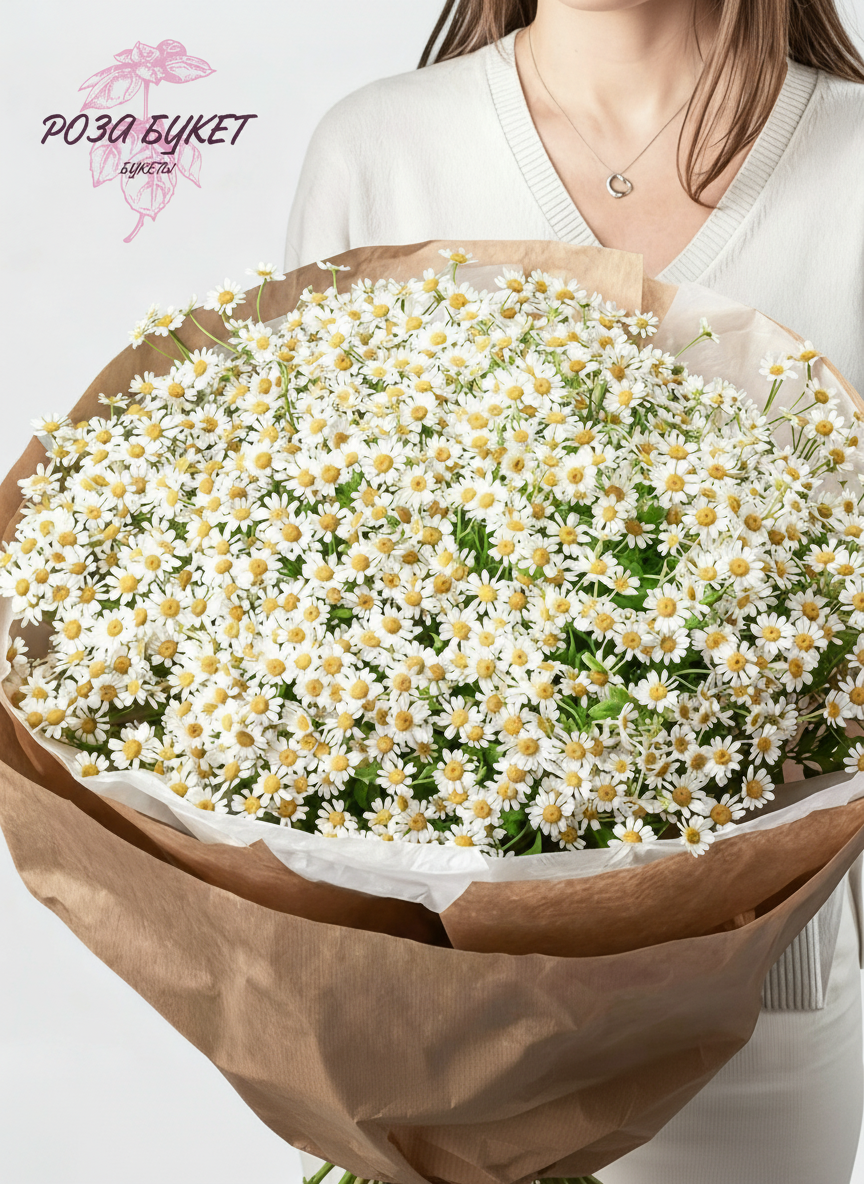 Букет цветов, букет из кустовых ромашек 25 шт. Долгий букет цветов, шикарный, премиум цветы, премиум букет