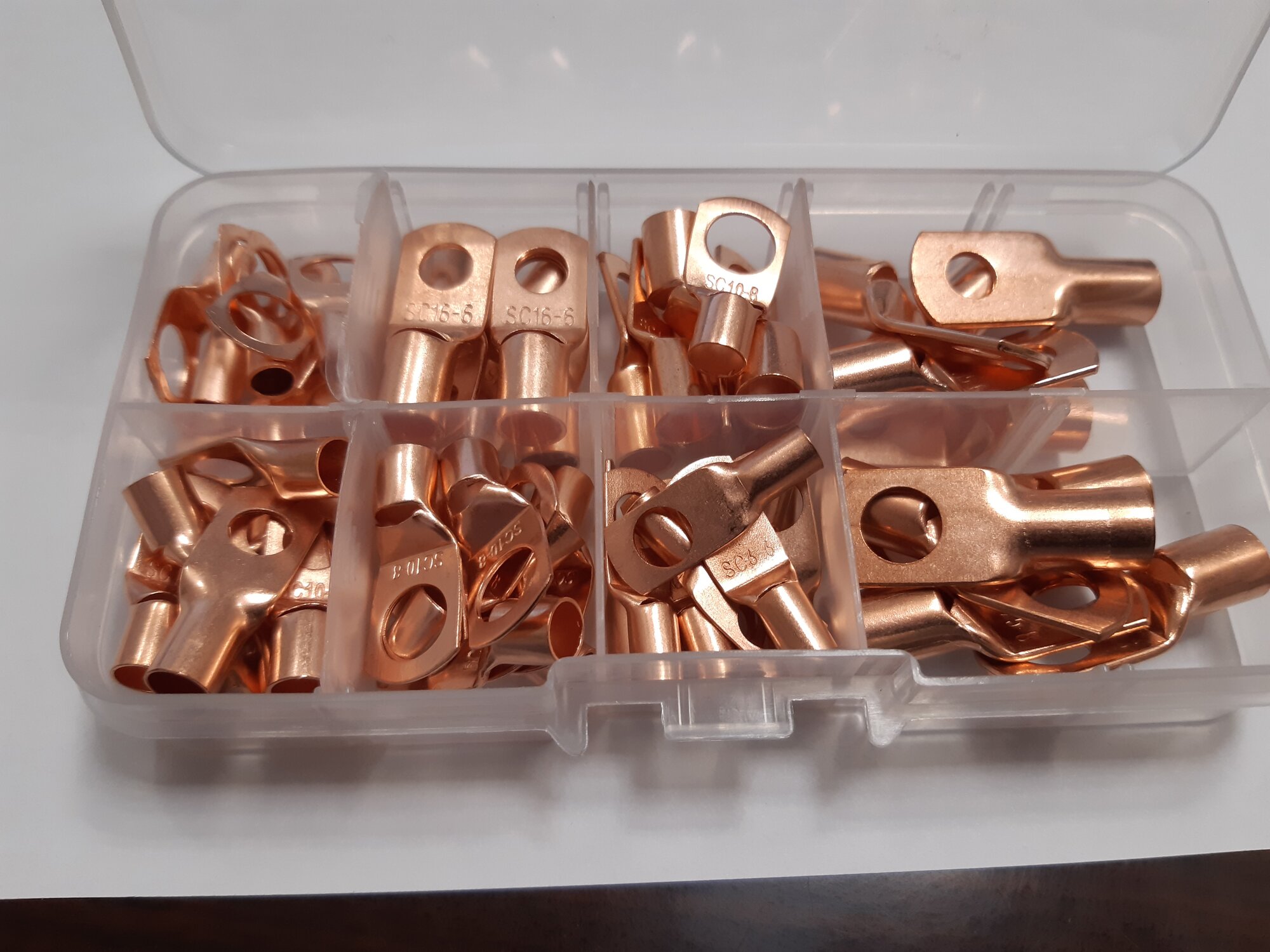 Набор медных клемм кольцевых под обжим в коробке 60шт. от SC6-6 до SC25-8
