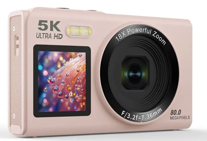 Цифровая камера 5K HD 80МП с двойным экраном Standard camera, Pink standard