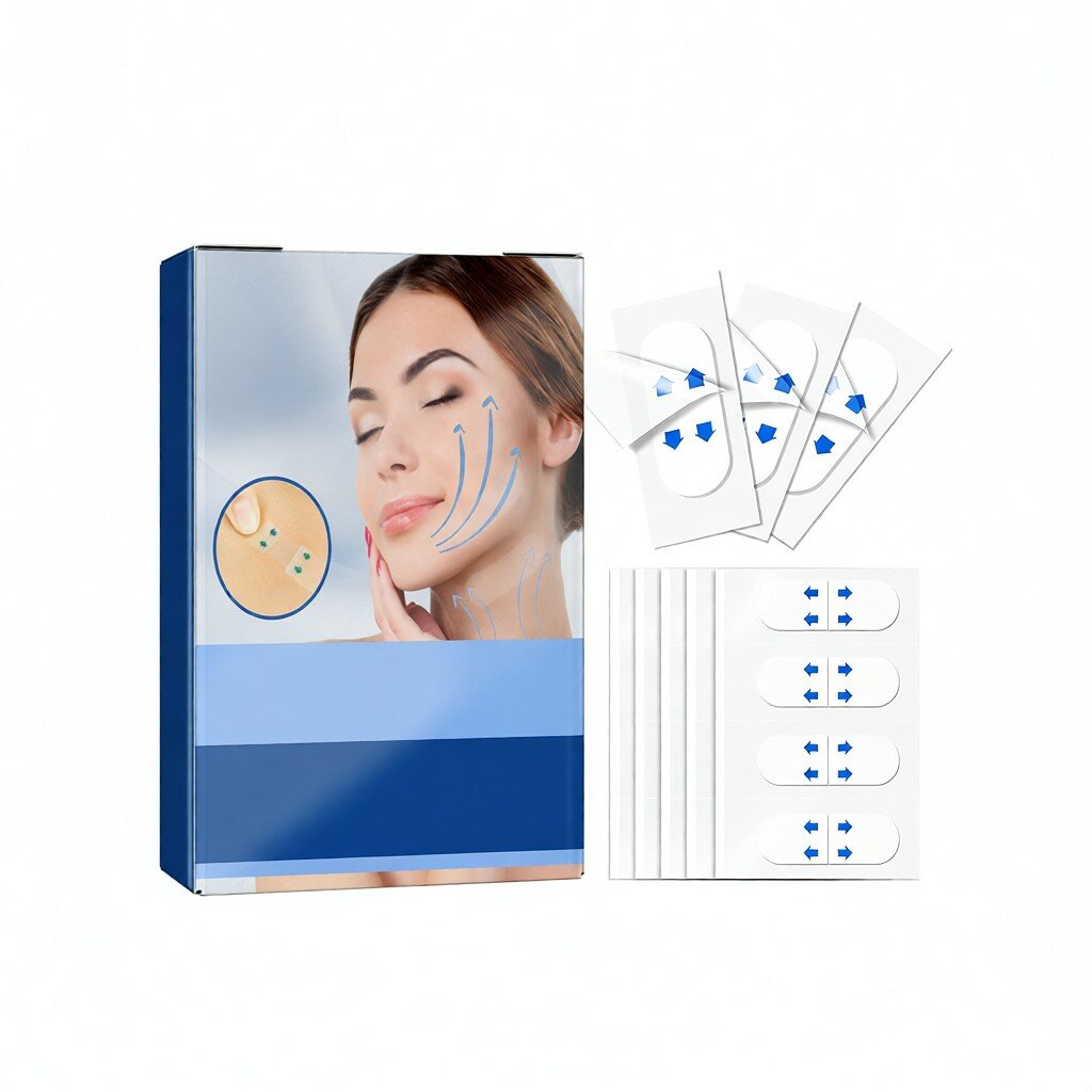 EELHOE 40PCS V Face Invisible Tape Face Lifting Firming Adhevise Tape Skin-friendly Soft Elastic Waterproof Lasting Lifting Patch, Net Content 40Pcs/Box, Package Size 5.7*4.3*1.0cm, Package Weight 11g