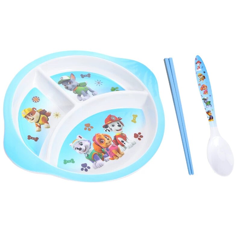 Детская тарелка для ужина, разделенная на секции, для фруктов, из меламина, ударопрочная, набор посуды, мультяшная,