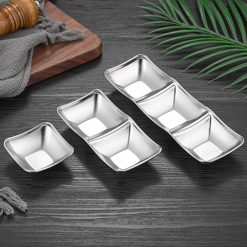 304 из нержавеющей стали ароматизатор блюдо золотое блюдо Ресторан горячий горшок приправа корейский стиль блюдо соус