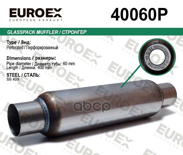 Стронгер нерж. перфорированный 60x300x400 EUROEX арт. 40060P