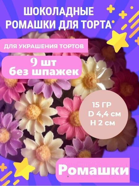 Шоколадные Ромашки ТД НебыковА цветы для торта, для подарка