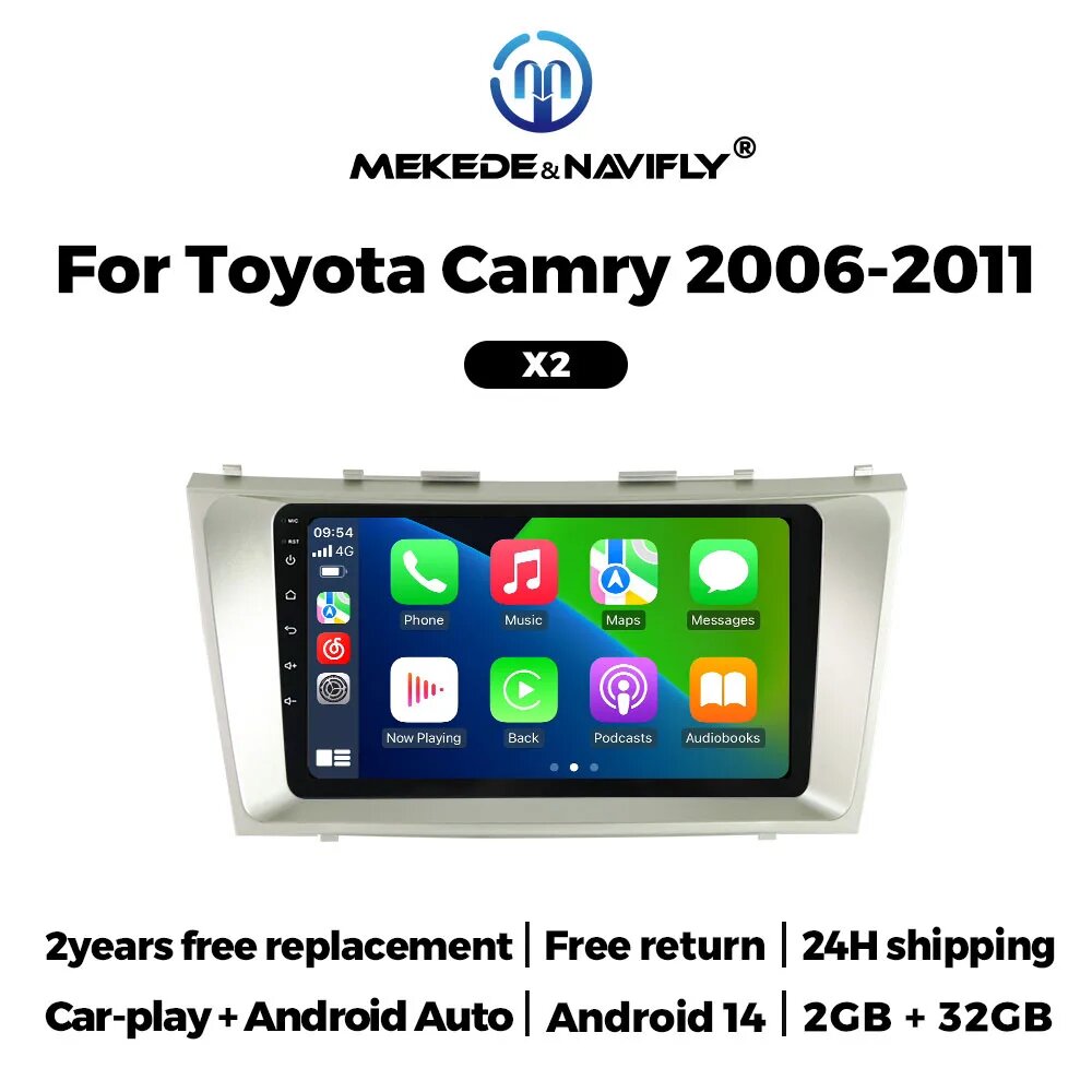 Автомагнитола Android MEKEDE 2025 С Carplay, GPS-навигацией Для Toyota Camry 7 XV 40 50 2006-2011, 2DIN