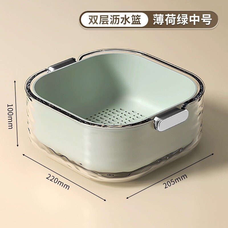 Корзина для слива воды из раковины, кухонная, для гостиной, домашняя, поднос для мытья фруктов, простая двухслойная пластиковая корзина для мытья овощей