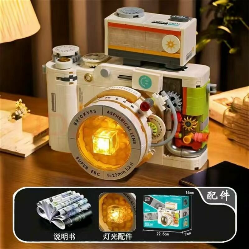 Совместимо с LEGO Ретро SLR Камера Строительные блоки Сборка Ручная фигурка Игрушка Модель Орнамент Детский подарок Оптовая продажа
