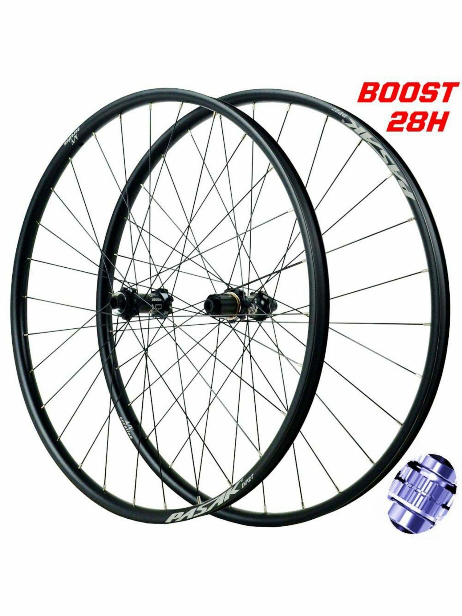 Колеса для велосипеда 29 boost барабан HG, centerlock. Комплект колес pasak.