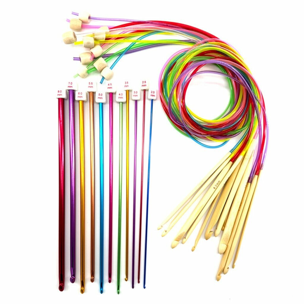 23 Шт Тунисский Набор Крючков для Вязания Крючком с Веревкой 2,0-8,0 мм Спица Для Вязания Афганским Крючком Набор Инструментов для Вязания Свитера