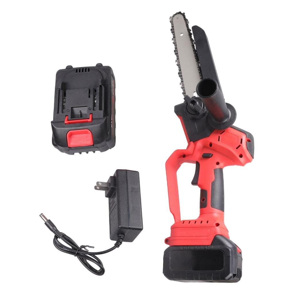 Мощная аккумуляторная бензопила 4820 В с двумя батареями, красный