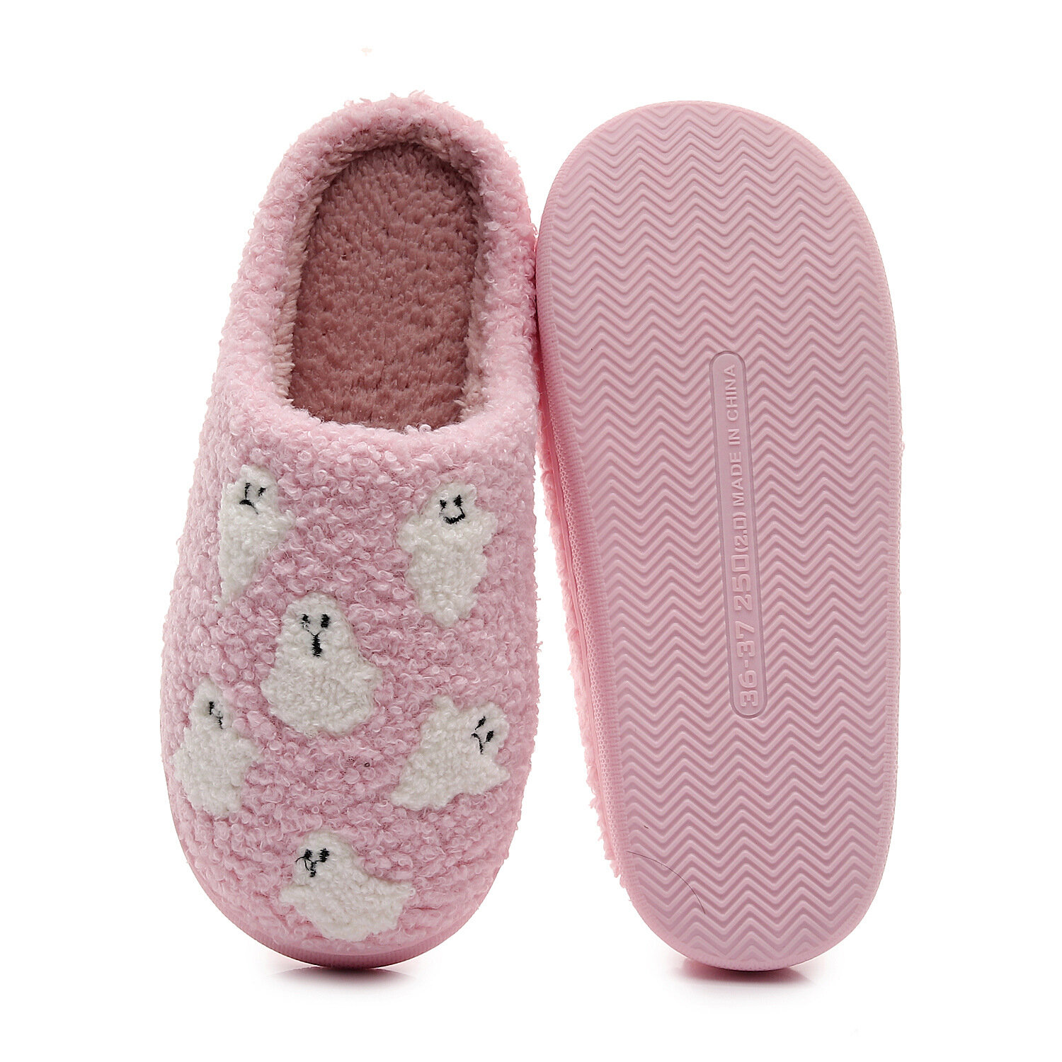 Новые хлопковые тапочки в виде призраков на Хэллоуин для мужчин и женщин, теплые зимние тапочки, милые и пушистые, идеально подходят для пар.39-40