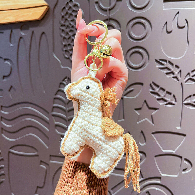 Креативный плюшевый вязаный пони-брелок, милый мультяшный зодиакальный лошадь-талисман, подвеска для сумки, новогодний маленький подарок