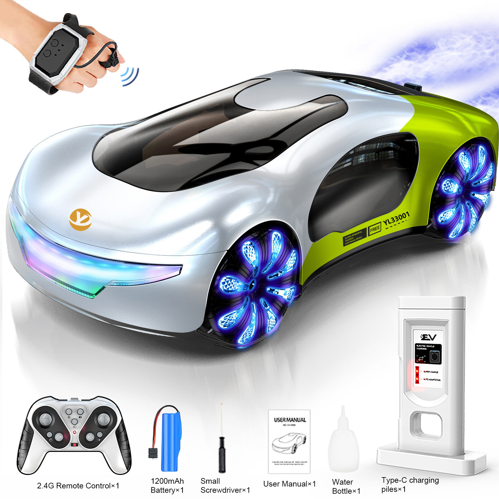 Кросс-бордерный порошок дофамина EV, новая энергетическая концепция, радиоуправляемая машина, маркизный спрей, жестовое управление, детская игрушка в подарочной коробке