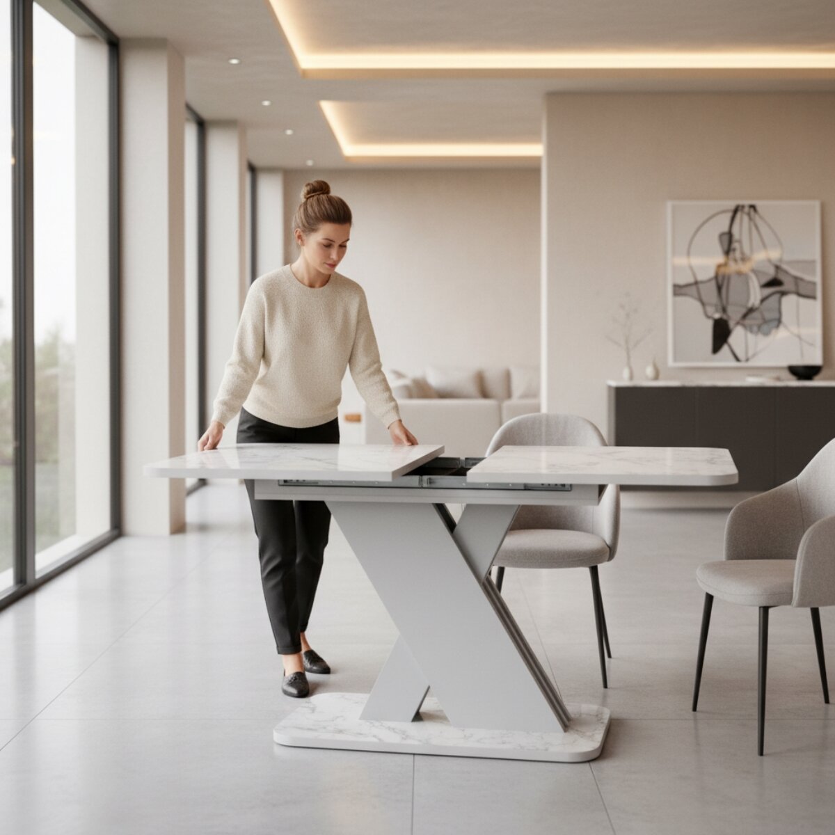 Стол обеденный (раздвижной) Аквилон Аврора Сабия/Серый 120х75х76