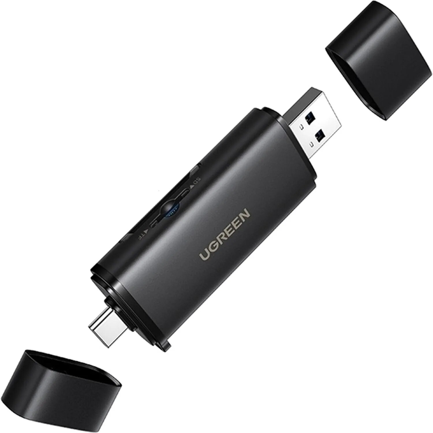 Картридер UGREEN CM803 (65024)на два слота 2-in-1 USB-C - USB-A SD черный