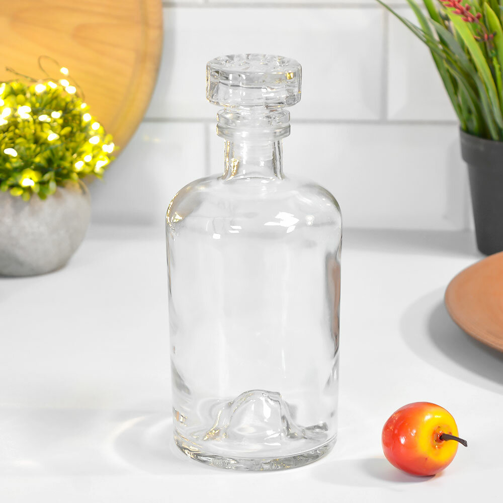 Графин-штоф стеклянный 0,5 л "23 февраля", прозрачный, с рельефной пробкой