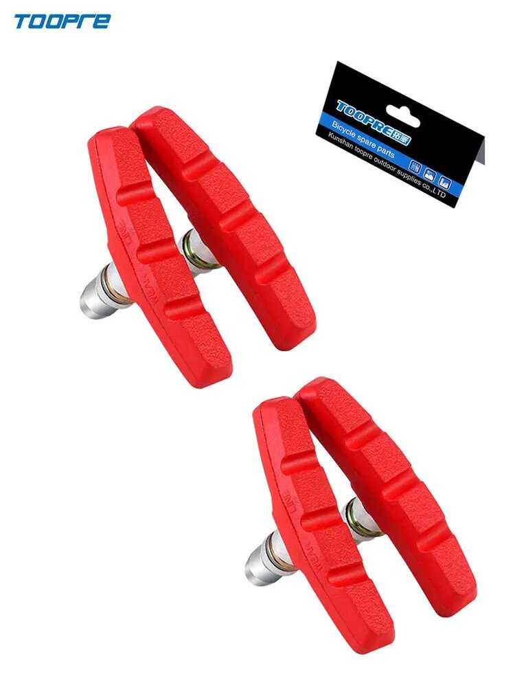 Тормозные колодки для велосипеда TOOPRE V-brake 70 мм 2 пары (4 штуки) для ободных тормозов красный