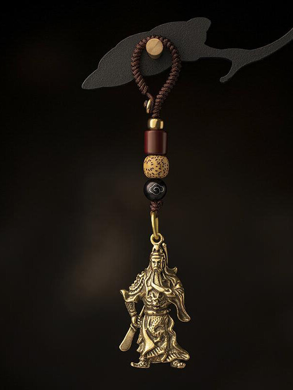 Статуя Могучего Гуань Гун из латуни для удачи и богатства, амулет фэн-шуй