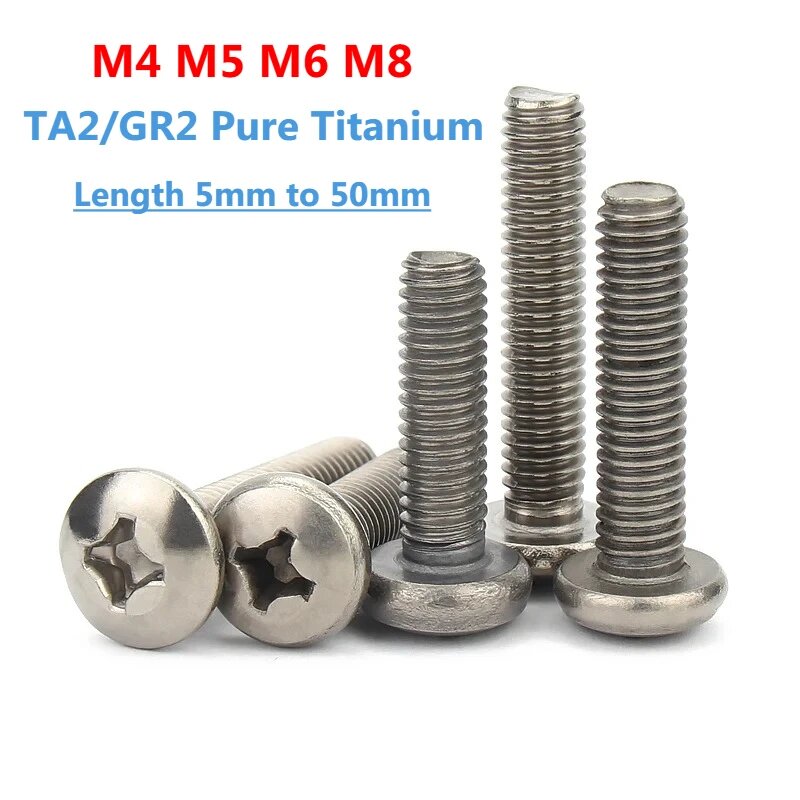 Болты из чистого титана TA2/GR2 M4 M5 M6 M8 5-50 мм M6x8mm (5pcs)