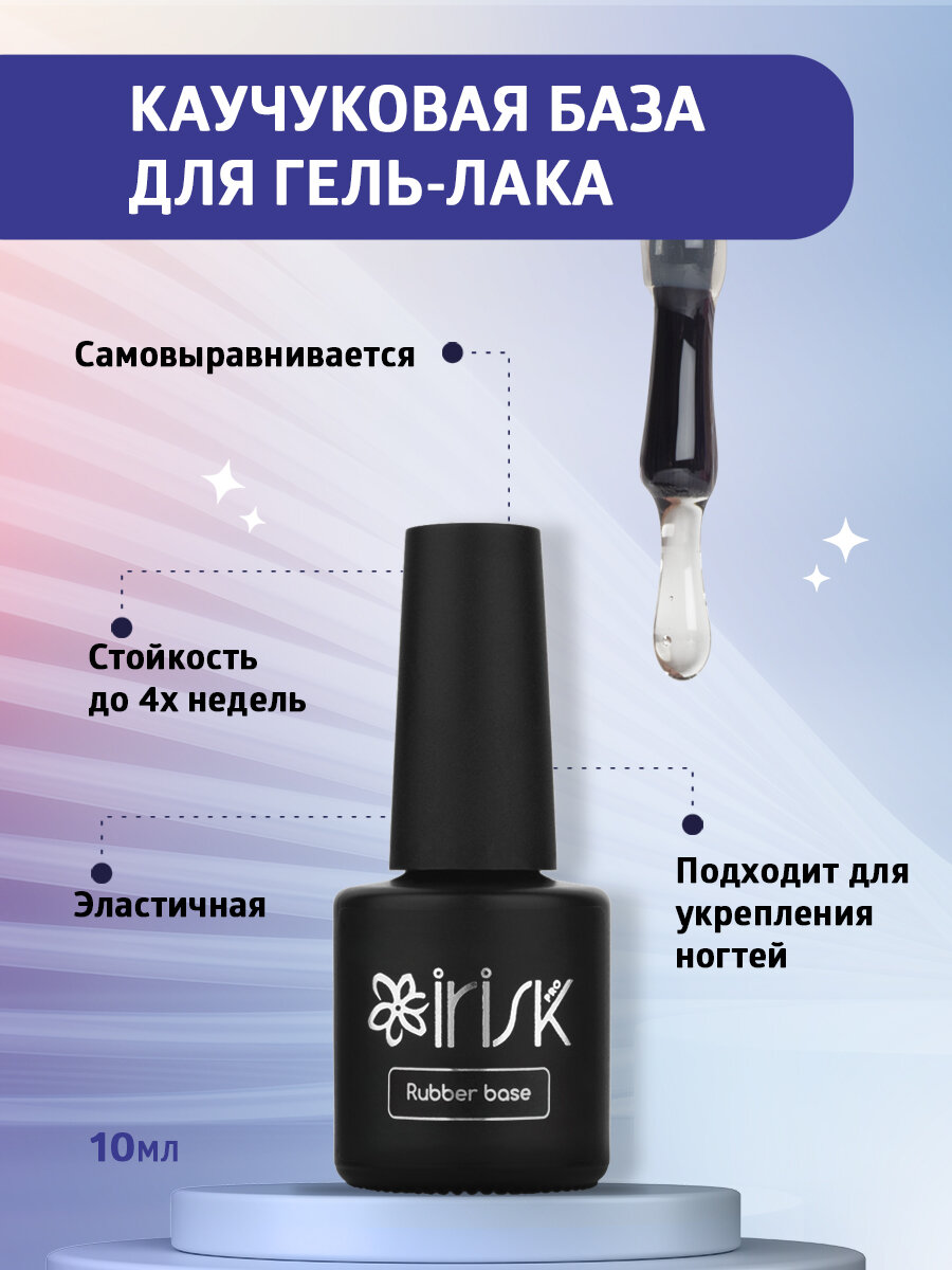 IRISK База для гель-лака каучуковая Rubber Base, прозрачная 10 мл