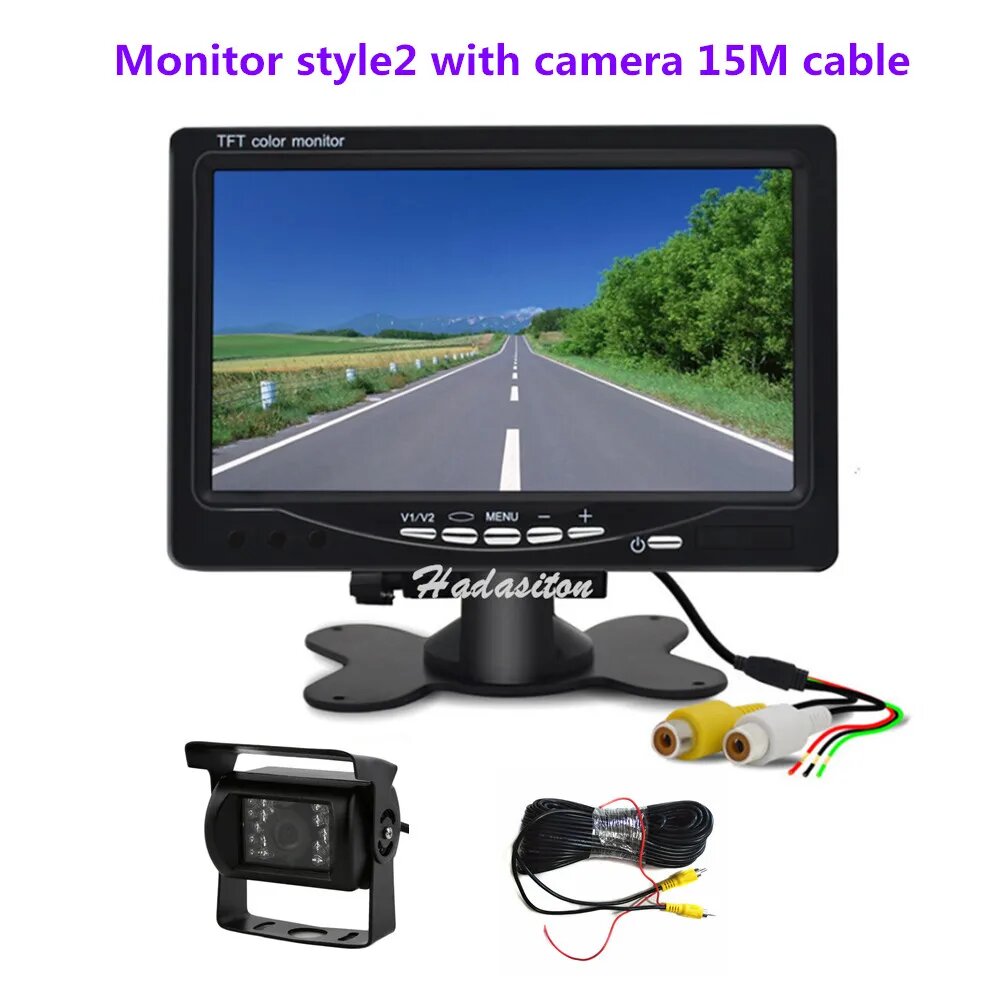 Универсальный 7-дюймовый автомобильный монитор HD 1024*600, Система помощи при Style2 with 15M cam