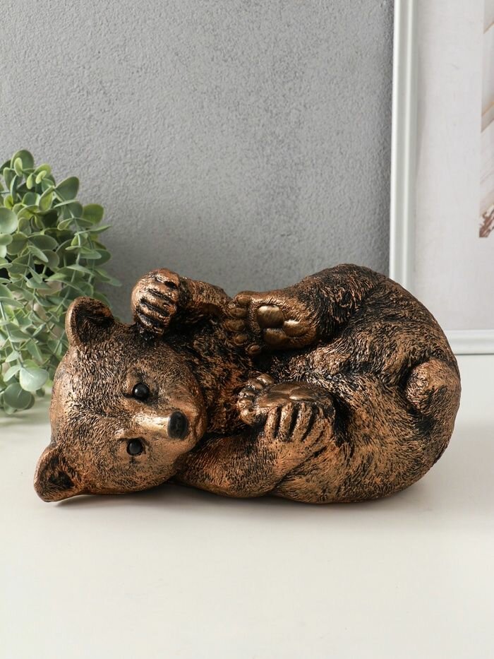 Копилка для денег Мишка лёжа , гипс, 15 28 см, под бронзу