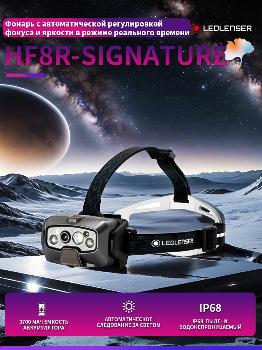 Светодиодный налобный фонарь LED LENSER HF8R Signature бирюзовый