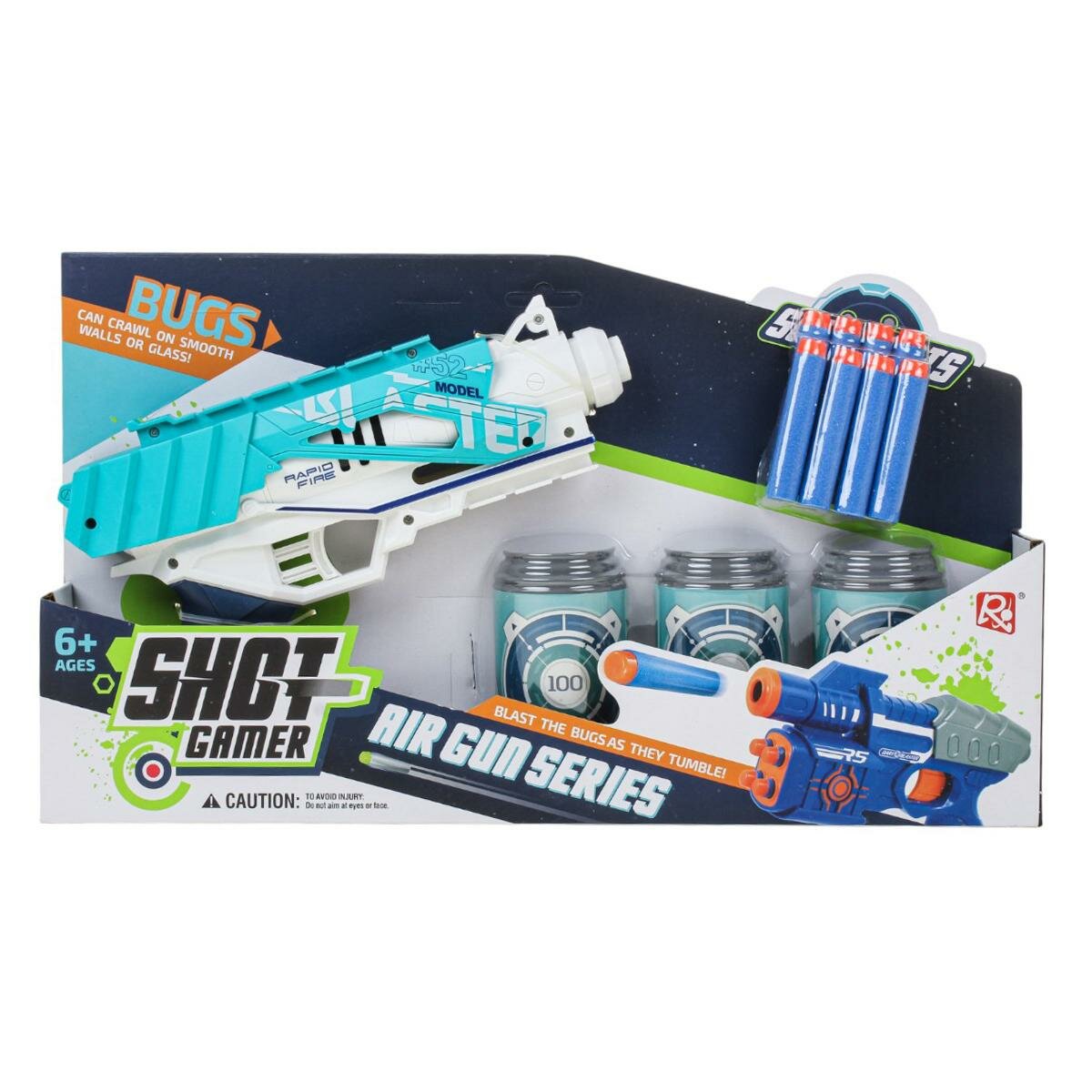 Игровой набор "Shot Gamer Air Gun Series" с пистолетами, мягкими пулями и мишенями-банками, 6+