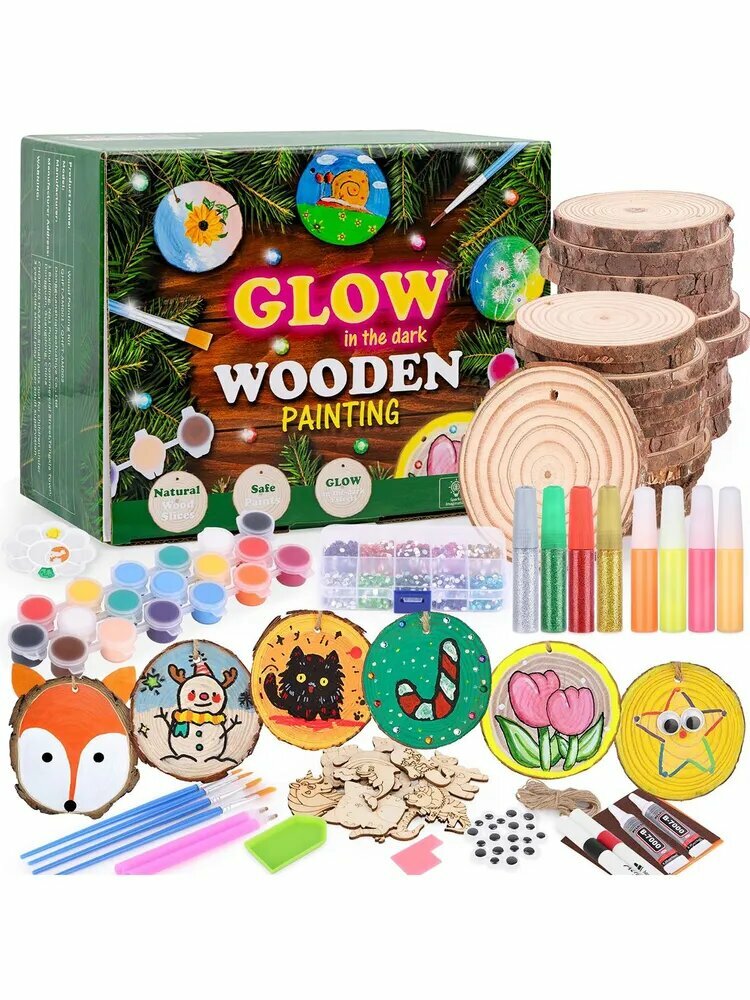Детский набор для росписи по дереву, светящийся в темноте - Декоративно-прикладное искусство для детей в возрасте от 5 до 12 лет, Пасхальные поделки, Подарки для девочек и мальчиков на День рождения