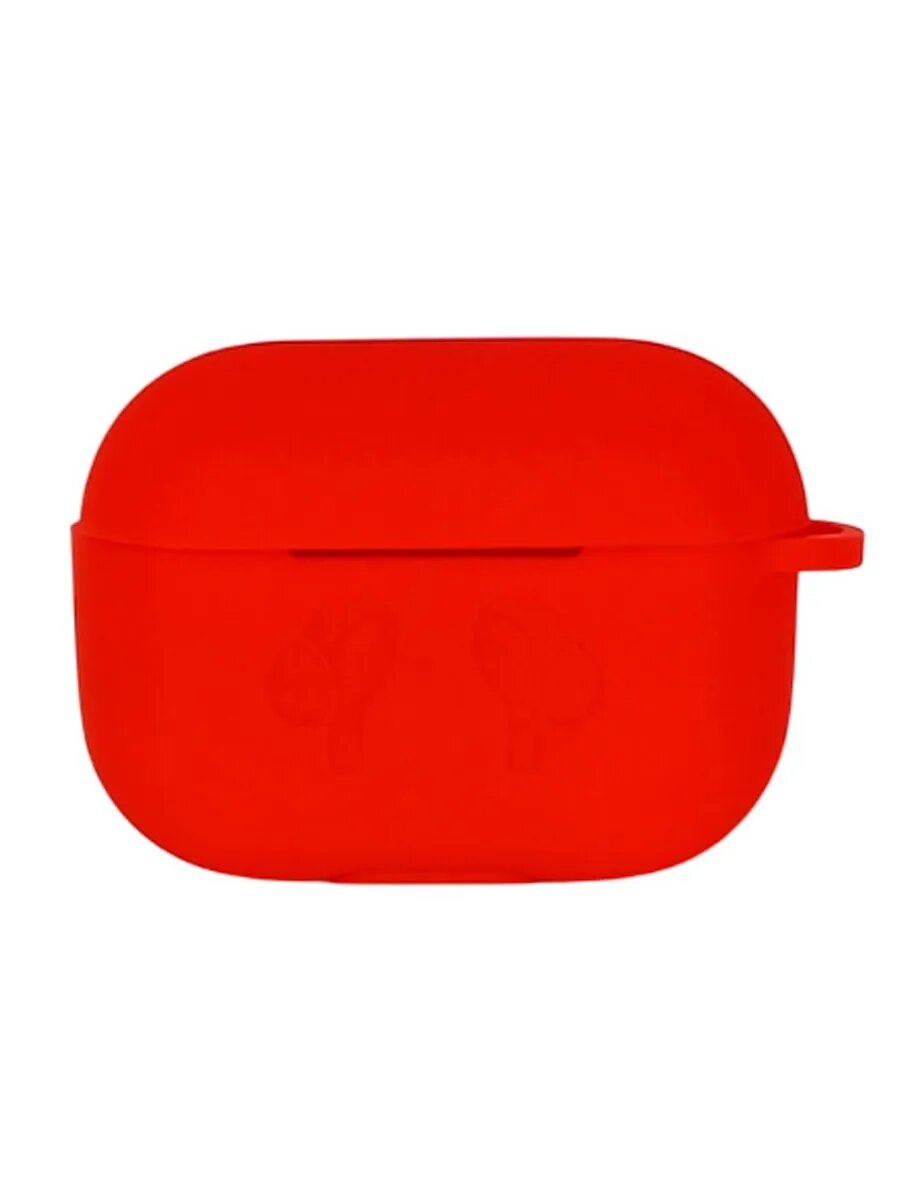 Чехол для Airpods Pro Silicone case, с карабином, Soft-touch, красный